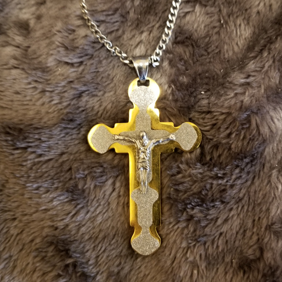 Accessories | Gold And Silver Crucifix With Chain | Poshmark